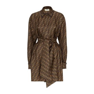 Fendi Signature FF-Muster Kleid - - Dresses - Damen - Braun - XS