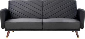Beliani Beliani - Sofa Schwarz Samtstoff 3-Sitzer Schlaffunktion Retro Modern Wohnzimmer
