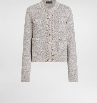 Dolce & Gabbana Cotton And Silk Cardigan - Frau Strickwaren Grey 40