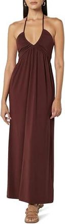 The Drop Kapri Gathered Halter Dress Robes, Marron Rhum, XL