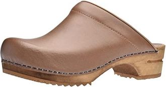 Sanita Lars | Sabots Ouverts | Produit Original Fabriqué à la Main pour Homme | Sabots en Cuir avec Semelle en Bois | Semelle Durable | Marron | 43 EU