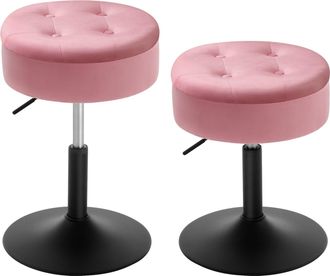 Woltu Schminktisch Stuhl 2er Set, Sitzhocker mit Stauraum, Hocker H&ouml;henverstellbar aus Bequemem Samt, 360&deg; drehbar, F&uuml;r Schlafzimmer, Wohnzimmer, Esszimmer,
