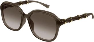 Gucci Sonnenbrille mit Bambusdetails und rundem Rahmen - - Accessories - unisex - Braun - ONE SIZE