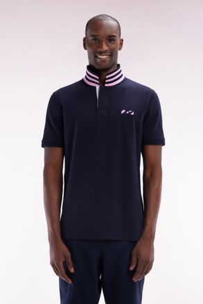 Eden Park Polo &Agrave; Manches Courtes En Coton Marine Dessous De Col Cercl&eacute; Coupe Droite