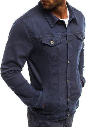 Generic Chemise en jean &agrave; manches longues pour homme Coupe confortable : chemise en denim boutonn&eacute;e chemises d&eacute;contract&eacute;es avec poche poitrine Chemises sup&eacute;ri