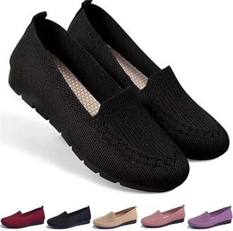Generic Mocassins orthop&eacute;diques en tricot confortable pour femme - Chaussures de marche antid&eacute;rapantes, l&eacute;g&egrave;res et souples avec semelle en maille, Noir, 43 EU