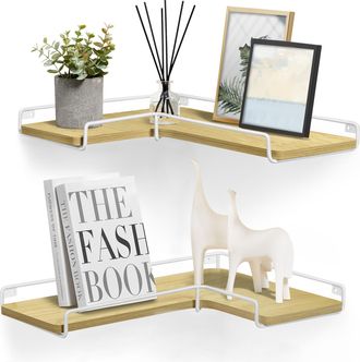 Vasagle L-f&ouml;rmiges Eckregal, 2er Set, Wandregal, Industrie-Design, f&uuml;r Wohnzimmer, Schlafzimmer, K&uuml;che, natureichenfarben-wolkenwei&szlig; LLS831Y70