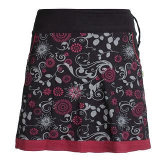 vishes Alternative Bekleidung - Damen Lagen-Look Blumen-Rock mit Mandalas und Tribals Bedruckt schwarz 34-36