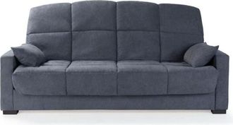 Les Tendances Canapé clic clac 3 places - Tissu gris - Matelas 17 cm - L223 x P96 x H 103 cm - MEGAN