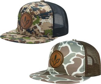 Bassdash 2 Pack Flache Krempe Trucker Cap Einstellbare Snapback Hut Mesh Zurück für Männer Frauen Angeln Jagd