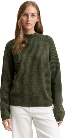 Tom Tailor Damen 1047895 Relaxed Fit Strickpullover Mit Stehkragen, 38545 - Grape Leaf Green Melange, S EU