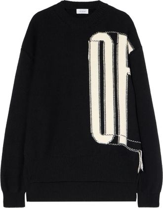 Off-white pull en maille intarsia - Noir