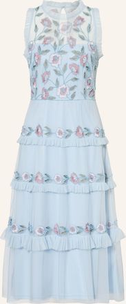 Adrianna Papell Cocktailkleid Mit R&uuml;schen Und Schmuckperlen blau