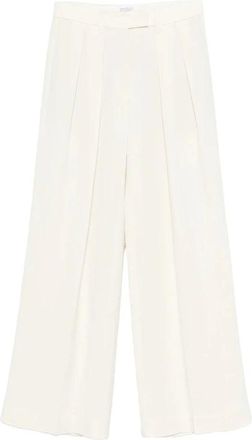 Brunello Cucinelli Femme, Pantalons, Blanc, Taille: 32 FR Pleated Wide-Leg Pantalons
