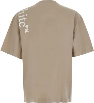 Off-white Vertical Bookish Logo T-Shirt - Beige