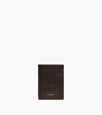 Le Tanneur Portefeuille vertical moyen mod&egrave;le zipp&eacute; 2 volets Lucien en cuir huil&eacute;