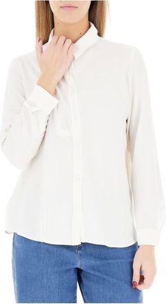 Marella Femme, Blouses et Chemises, Blanc, Taille: 40 FR Chemise en Cr&ecirc;pe de Chine M&eacute;lange de Soie