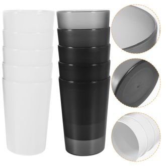 Holibanna RORPOIR 10 St&uuml;ck Zahnputzbecher aus Bruchsicherem Kunststoff Mattierte Mundsp&uuml;lbecher f&uuml;r Badezimmer Leicht Wiederverwendbar Schwarz Wei&szlig; Vielseitiger