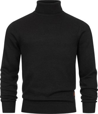 Indicode Herren INMargous Roll Neck Klassischer Rollkragenpullover | Herrenpullover Strickpullover f&uuml;r M&auml;nner Black, XL