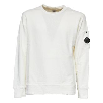 C.P. Company C.p. Company, Homme, Sweatshirts et sweats &agrave; capuche, Blanc, Taille: M SweaT-shirt &agrave; poche &agrave; manches longues