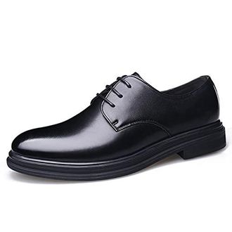 Generic Chaussures habill&eacute;es for Hommes, Chaussures Derby &agrave; Lacets, Bout Rond Bruni, Cuir Bas, Semelle en Caoutchouc antid&eacute;rapante, Bal de Promo(Noir,44 EU)