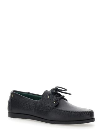 Vinny&rsquo;s Mens Loafers Black Leather Grain