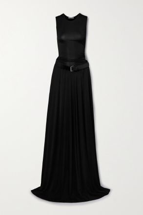 Peter Do Maxikleid Aus Stretch-jersey Mit G&uuml;rtel - Schwarz