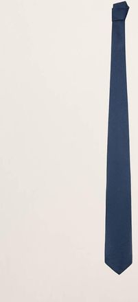 Mango Cravate unie en m&eacute;lange lin et soie bleu marine - Homme - Taille unique - MANGO MAN
