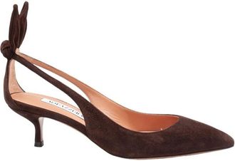 Aquazzura Hohe Schuhe - Espresso Suede Bow Tie Pump 50 - Gr. 37,5 (EU) - in Schwarz - f&uuml;r Damen