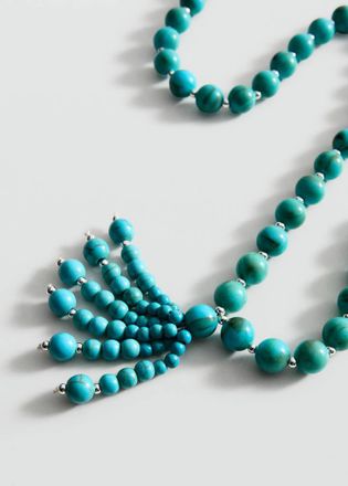 Mango Collier perles turquoise - Femme - Taille unique - MANGO