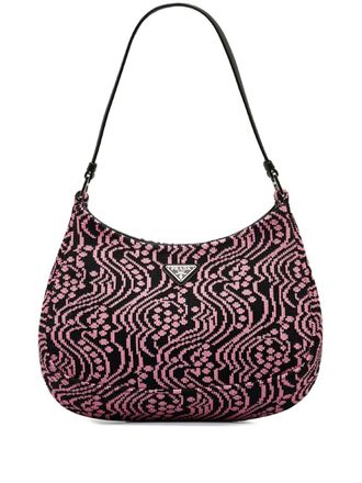 Prada sac porté épaule Cleo à motif en jacquard (2020-2021) - Noir