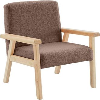 Sweeek Sweeek - Fauteuil enfant en bois et tissu bouclette taupe. isak l 47 x p 43.5 x h 50cm