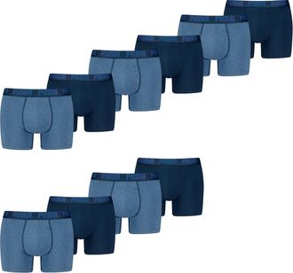 Puma Boxer Boxershorts Men Herren Everyday Unterhose Unterwäsche 10er Pack, Farbe:007 - Denim, Bekleidungsgröße:XXL