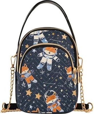 Mnsruu Sac à bandoulière pour femme, motif astronaute, renard, sac à dos à bandoulière, petit sac à bandoulière avec sangle réglable