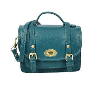 House Of Leather Mini sac &agrave; main classique en cuir pour femme avec fermeture &agrave; bouton-poussoir Plusieurs couleurs disponibles, Vert, Mini