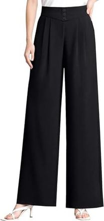 Generic Nuoke Pantalon Fluide Femme &eacute;t&eacute;,Pantalon EllaFlow Souple, Taille Haute, &agrave; Enfiler, Jambes Larges, Coupe drap&eacute;e, pour de Plus de 50 Ans. Short Pole Dan