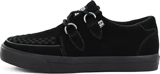 T.U.K. Leather Creeper Sneaker - Chaussures pour Hommes et Femmes - Couleur Black Suede - Chaussures à Lacets en Cuir et Daim de Style Puck, Goth et Rocker -