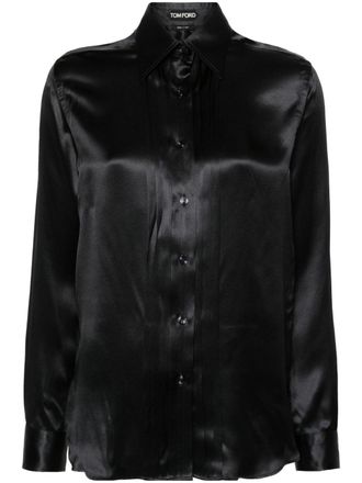 Tom Ford chemise &agrave; fini satin&eacute; - Noir