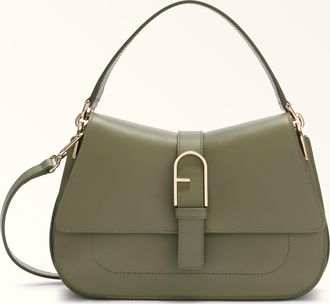 Furla Flow Henkeltasche M Avocado Gr&uuml;n Claris Lux-kalbsleder Mit Intarsie Damen