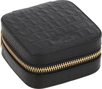 Gusti Leder Schmucketui Reise kompakt - Schmuckaufbewahrung Damen klein aus echtem Leder mit F&auml;chern f&uuml;r Ketten Ringe Ohrringe Schwarz - Schmuckk&auml;stchen Rei