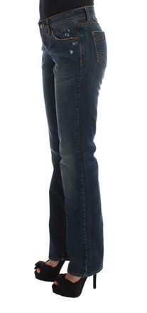 Costume National Womens Blue Cotton Blend Bootcut Jeans Clothing