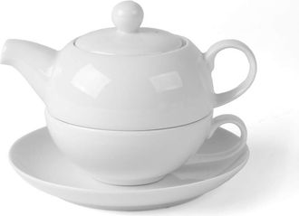 Holst Porzellan TFO 001 Tee Servierset Tea for One 3-tlg., weiß, 18.5 x 17 x 14.5 cm