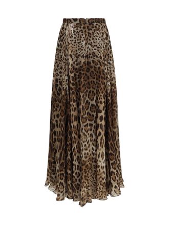 Dolce & Gabbana Womens Leopard-Print Chiffon Skirt Leo New Silk