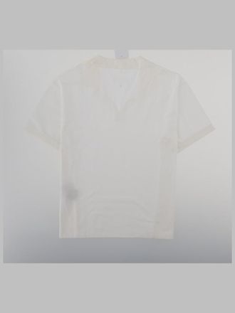 Maison Margiela Taped V-Neck Cotton Polo Shirt - White