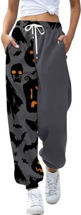 Generic Pantalon long d&eacute;contract&eacute; pour femme - Taille &eacute;lastique - Dos - Imprim&eacute; d&eacute;contract&eacute;, gris, 3XL