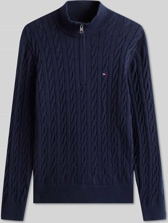 Tommy Hilfiger Regular Fit Troyer aus reiner Baumwolle mit Logo-Stitching