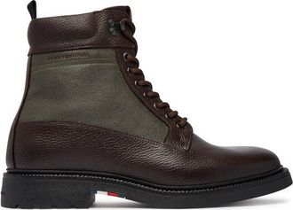 Tommy Hilfiger Schn&uuml;rschuhe Corporate Casual Mix W Wpm Boot FM0FM05988 Dunkelbraun