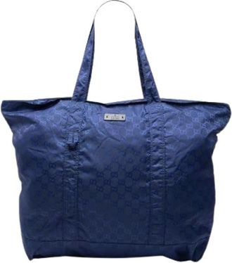 Gucci unisex, Pre-owned, Bleu, Taille: ONE Size Sac fourre-tout en nylon Pre-owned