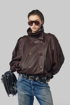 Acne Studios Cropped Leather Trench Coat