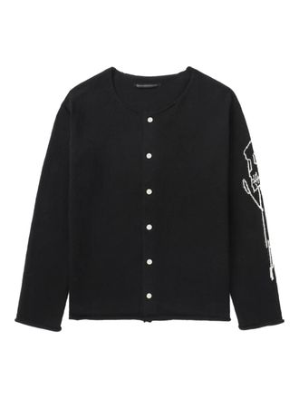 Yohji Yamamoto cardigan à logo intarsia - Noir